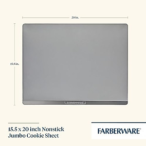 Farberware Insulated Bakeware Nonstick Cookie Baking Sheet, 15.5" x 20", Light Gray