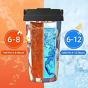 GTKSYNVE Reusable Coffee Mug with Lid and Handle, Cartoon cute Animal rainbow Tumbler for Hot & Cold Drinks 16oz Stainless Steel Insulated Coffee Tumblers Double Wall Vacuum Thermal Cup