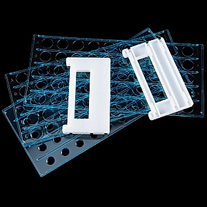 HOIGON 5 Pack 50 Holes Plastic Test Tube Rack, Detachable Lab Test Tube Rack Holder for 13/16 mm Tubes, Light Blue