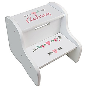Personalized Girl Tribal Arrows White Two Step Stool