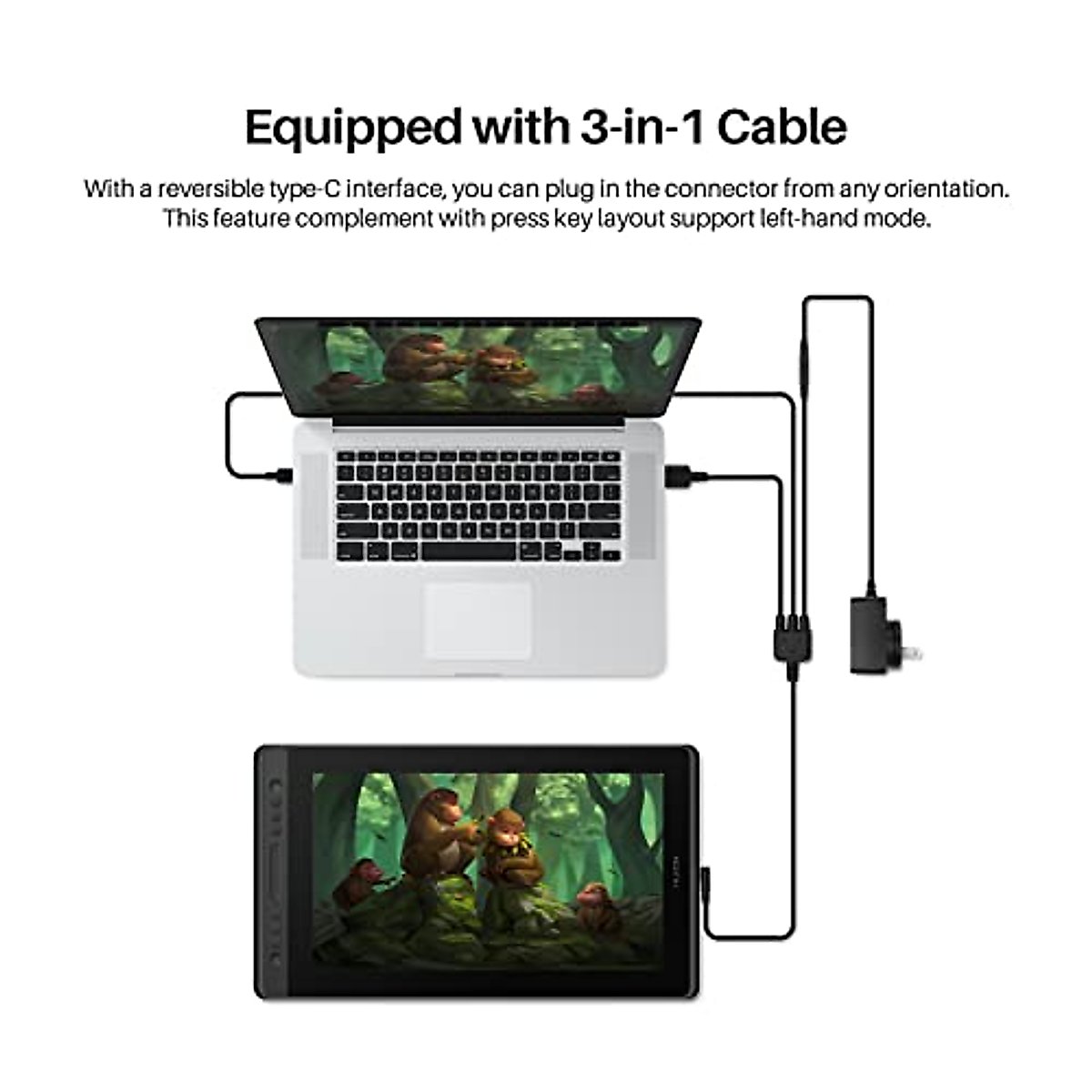 HUION KAMVAS Pro 16 Graphics Drawing Tablet with Screen Full-Laminated Tilt Battery-Free Stylus Touch Bar Adjustable Stand, Compatible with Windows, Mac and Linux, 15.6inch Pen Display Black