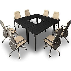 Bonzy Home Conference Tables 6.5ft Meeting Room Study Writing Table Office Computer Desk Save Space Design for 8 People 4PCS Black 78.7"x78.7"x29.5"