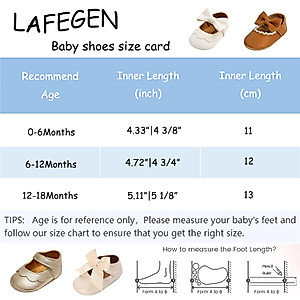 LAFEGEN Baby Girls Mary Jane Flats with Bownot Non Slip Soft Sole PU Leather Newborn Infant Toddler First Walker Cirb Dress Shoes, 6-12 Months Infant, 07 White