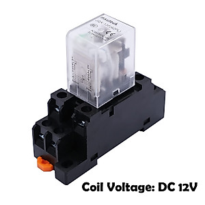mxuteuk 2pcs JQX-13FL DC 12V Coil 8 Pin 10A DPDT LED Indicator Electromagnetic Power Relay, with Base, with DIN Rail Slotted Aluminum