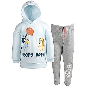 Bluey Bingo Little Boys Fleece Hoodie and Pants Outfit Set Blue/Grey 7-8
