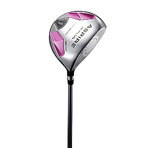 Aspire Golf Junior Plus Complete Golf Club Set for Children, Kids - 5 Age Groups Boys and Girls - Right Hand, Real Girls Junior Golf Bag, Kids Golf Clubs Set (Pink Ages 5-6)