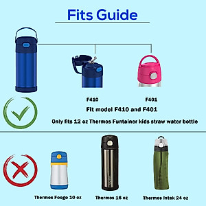 Replacement Straw and Silicone Boot compatible with Thermos 12 oz Water Bottles, Reusable Straw compatible with Thermos 12oz, 2 PCS Sleeves and 3 PCS Straws compatible with Thermos F401