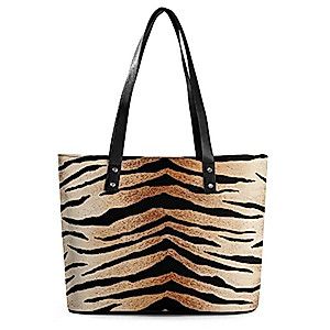 Womens Handbag Tiger Animal Skin Texture Leather Tote Bag Top Handle Satchel Bags For Lady