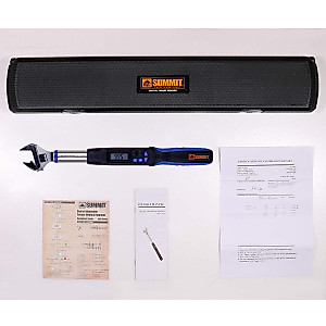Summit Tools Adjustable Digital Torque Wrench, 5 to 99.5 ft-lb. Torque Range, 5-26 mm Adjustable Jaw, Set Target Torque, Buzzer and LED Indicators, Large LCD Display, Calibrated (WEA08-135CN)