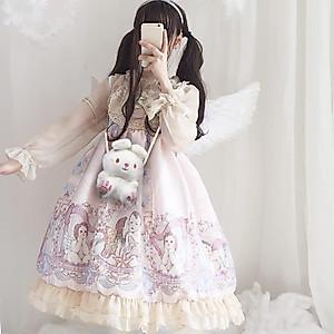 ZIIVARD Plush Bunny Crossbody Messenger Shoulder Bags Cartoon Rabbit Plush Chain Bag (White)