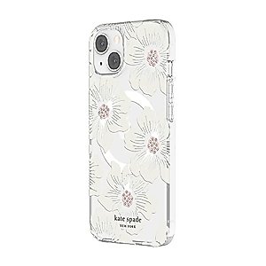 kate spade new york Protective Hardshell Case for MagSafe for iPhone 13 - Hollyhock Floral Clear