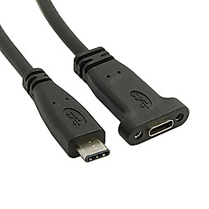 chenyang CY USB-C USB 3.1 Type C Male to Female Data Extension Cable with Panel Mount Screw Hole