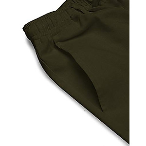 COOFANDY Men's Casual Pants Elastic Waist Lightweight Stretchy Waistband Pants Army Green