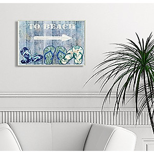 Stupell Home Décor To Beach With Sandals Rectangle Wall Plaque, 10 x 0.5 x 15, Proudly Made in USA