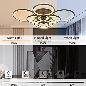 40.05inch Modern LED Ceiling Light, 8 Rings Ceiling Light Fixture,Dimmable Circle Flush Mount LED Ceiling Light for Bedroom , Dining Room, Kitchen with Remote (Medium 8 Ring/40.5x32.3x4.92in/106w)