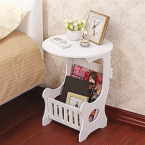 HIGOH Bedside Table Round Household Simple Living Room, Bedroom, Storage Rack, Bedside Cabinet