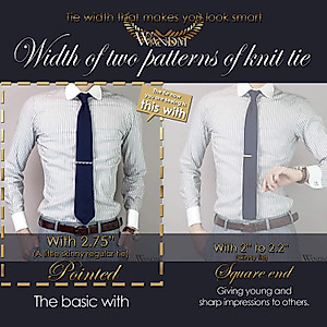 WANDM Men's Pointed Knit Tie Necktie Width 2.75 inches Washable Solid Color Black