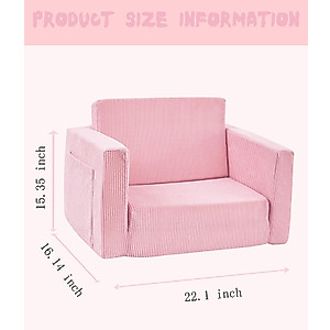 LPMOERA Kids Sofa Toddler Armchair Baby Mini Chiar Corduroy Reading Chair Couch for Bedroom and Playroom with Double Pockets White 3-7T