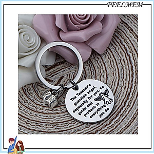 FEELMEM Teacher's Prayer Keychain Teacher Gift A Teacher’s Guardian Angel Protect in Everything You Do Keychain Thank You Gift for Teacher Appreciation Gifts Jewelry (Teacher)