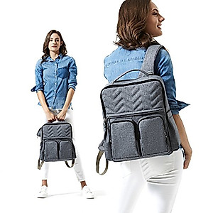 SoHo NY Diaper Backpack Bag 4Pc Chevron, Gray