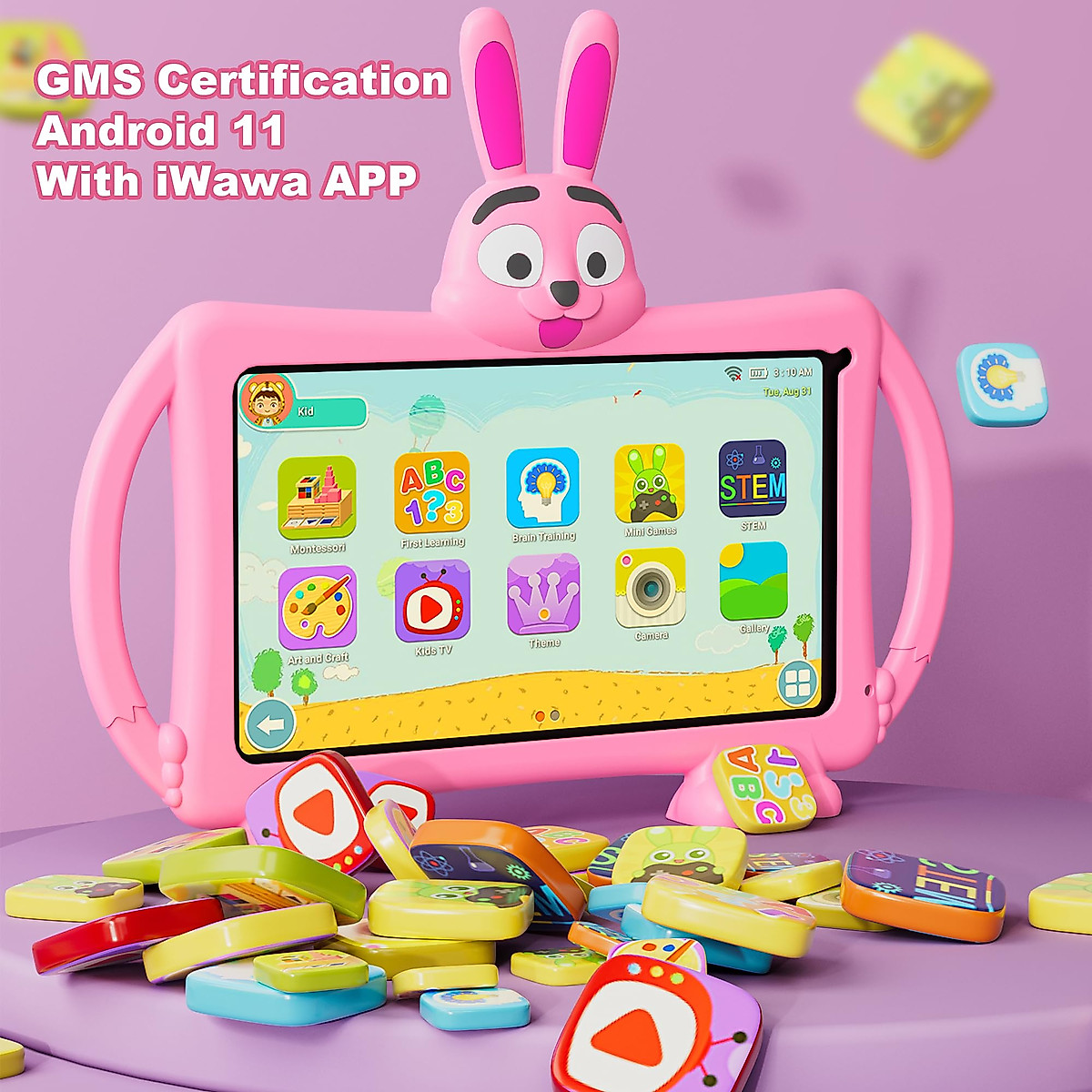 10.1 inch Kids Tablet, Android 11 Tablet for Kids, 32GB ROM,5000mAh Battery, Toddler Tablets with Bluetooth, WiFi, Parental Control, Dual Cameras with Shockproof Case(Pink)