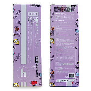 BT21 Hoo Mouthwash, Single Size Mouthwash for Fresh Breath on The go. Airline Friendly Liquid Travel Portable Oral Care Mouthwash, Alcohol Free for Work Smokers, 8 Cups/Set, Autograph Included