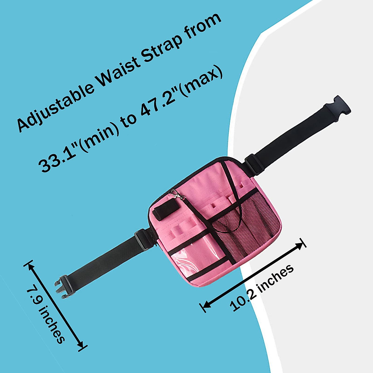 Nurse Fanny Pack for Women,qozabualy Utility Belt Bag Multi Compartment with Medical Tool Pockets, Nurse Accessories for Work & Nursing School Essentials（Pink）