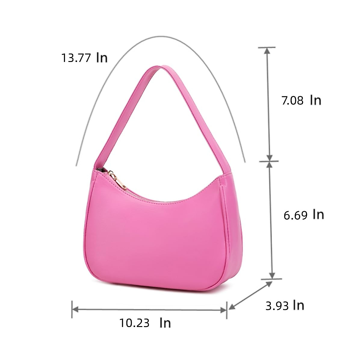 CYHTWSDJ Shoulder Bags for Women, Cute Hobo Tote Handbag Mini Clutch Purse with Zipper Closure (Pink)