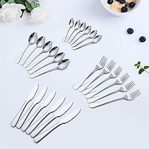 NAMUPIE 24-Piece Stainless Steel Flatware Silverware Set with Premium Gift Box Service for 6, Superior Cutlery Set Suitable for Family Party Includes 6 Knifes/ 6 Forks/ 6 Spoons/ 6 Teaspoons