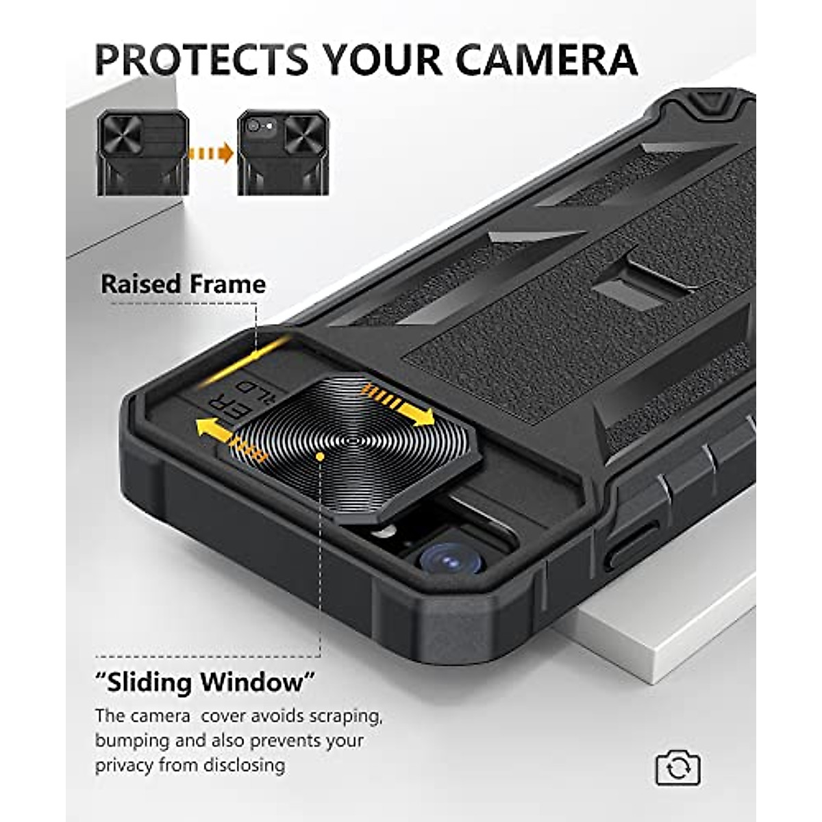 SOiOS for iPhone SE 2022 Phone Case: iPhone SE 2020 / 2nd / 3rd / 8/7 / 6s / 6 Case with Kickstand - Heavy Duty Military Grade Drop Protection Phone Cover - Rugged Protective Shockproof Bumper Black