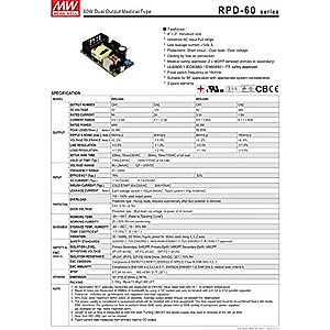 Medical 49W RPD-60A Meanwell AC-DC Dual Output RPD-60 Series MEAN WELL Switching Power Supply