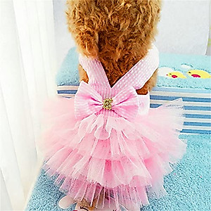 Girl Puppy Clothes Small Dog Pet Mesh Dresses Dog Skirt Stripe Bubble Lace Puppy Striped Fashion Princess Dress Pet Clothes Outfits for Dogs Boy