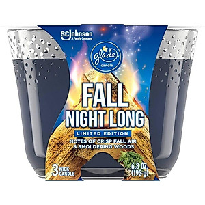 Glade Candle, Fragrance Candle Infused with Essential Oils, Air Freshener Candle, 3-Wick Candle (Fall Night Long)
