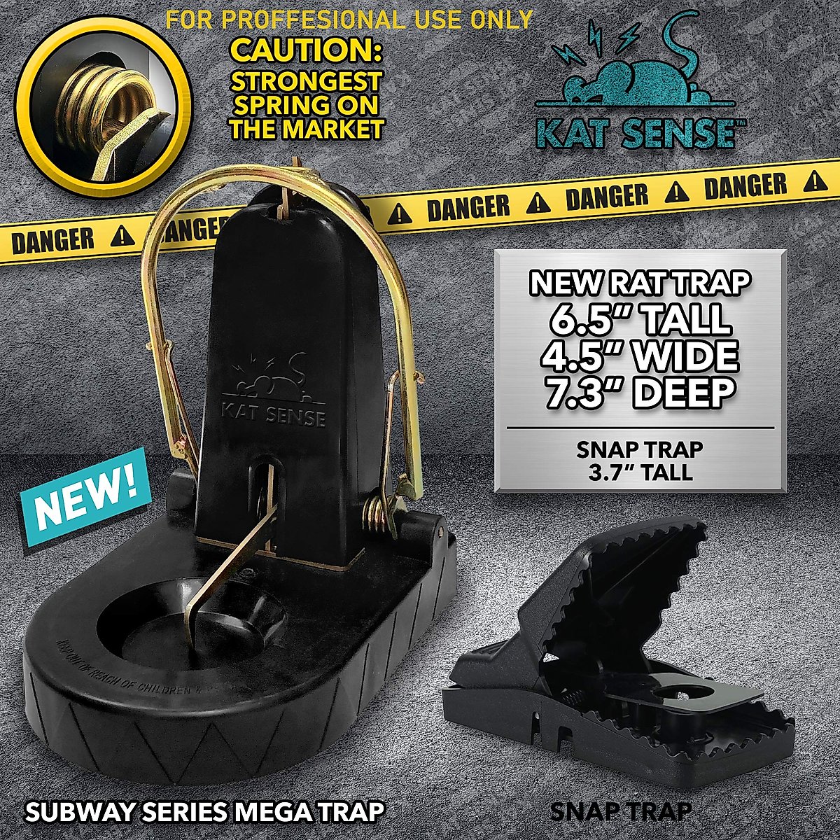 Kat Sense XXL Large Rat Traps, Not All Rodent Traps are Created Equal & This Heavy-Duty Spring Trap Will Prove It - Reusable Pest Control Trap for Rats, Squirrels, and Chipmunks 2 Pack