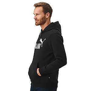 PUMA mens Essentials Big Logo Fleece Hoodie Hooded Sweatshirt, Cotton Black, Large US