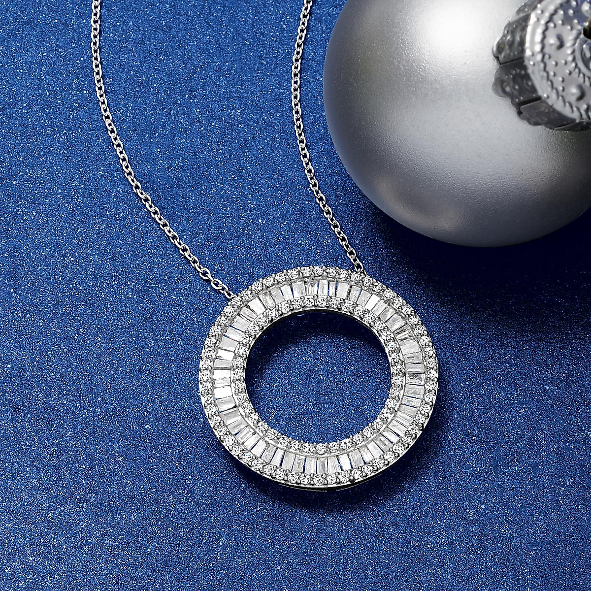 Ross-Simons 1.00 ct. t.w. Diamond Circle Pendant Necklace in Sterling Silver. 20 inches