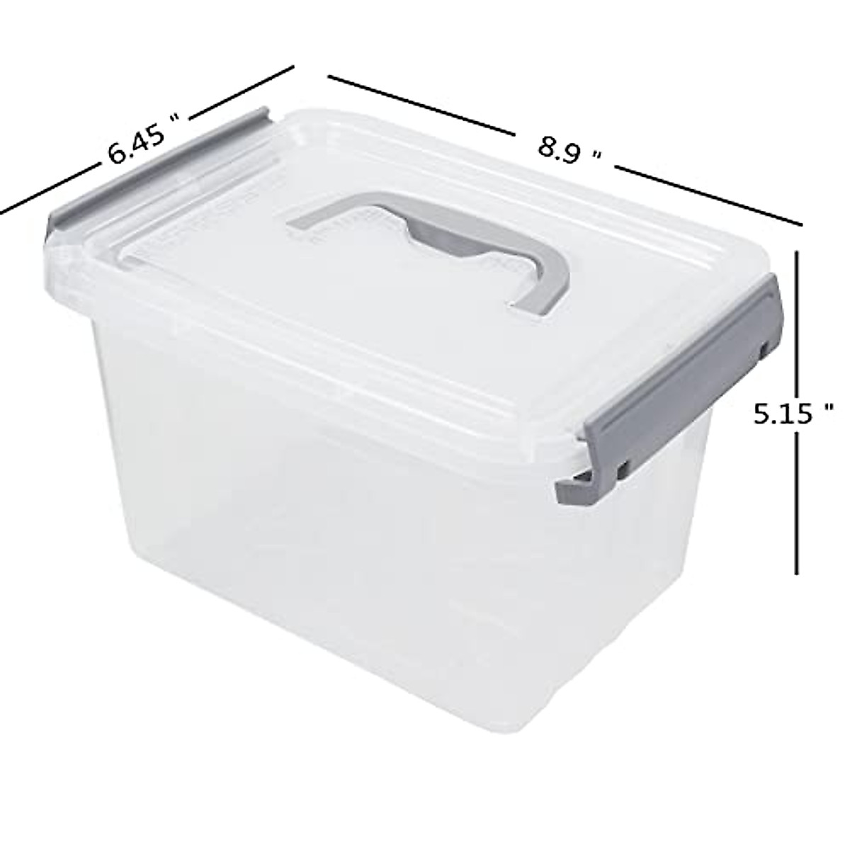 Sandmovie Small Plastic Storage Bin, Clear Storage Latch Box with Lids, 6 Packs