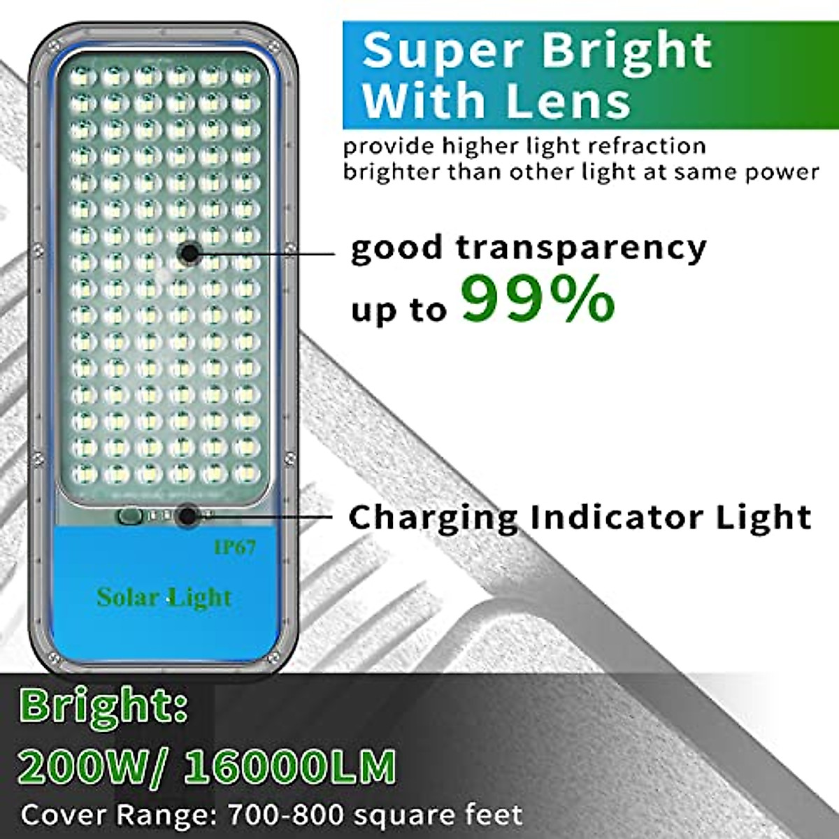 Gebosun 2PK 200W Solar Street Light with Motion Sensor, 192PCS LED Security Flood Light Dusk to Dawn Outdoor Lighting, Die-cast Aluminium IP67 Waterproof Solar Parking Lot Light for Yard,Garden,Patio