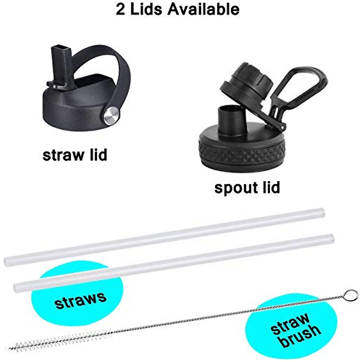 SENDESTAR Water Bottle 32oz-64 oz,2 Lids(Straw lid),Wide Mouth Stainless Steel Vacuum Insulated Double Wall Keep Liquids Cold or Hot All Day,Sweat Proof Sport Design (32 oz, 32oz-Lilac)