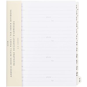 C.R. Gibson A1 Address Book Refill with 55 Sheets and 13 Dividers, 5.25" x 6.5" (Z211R)