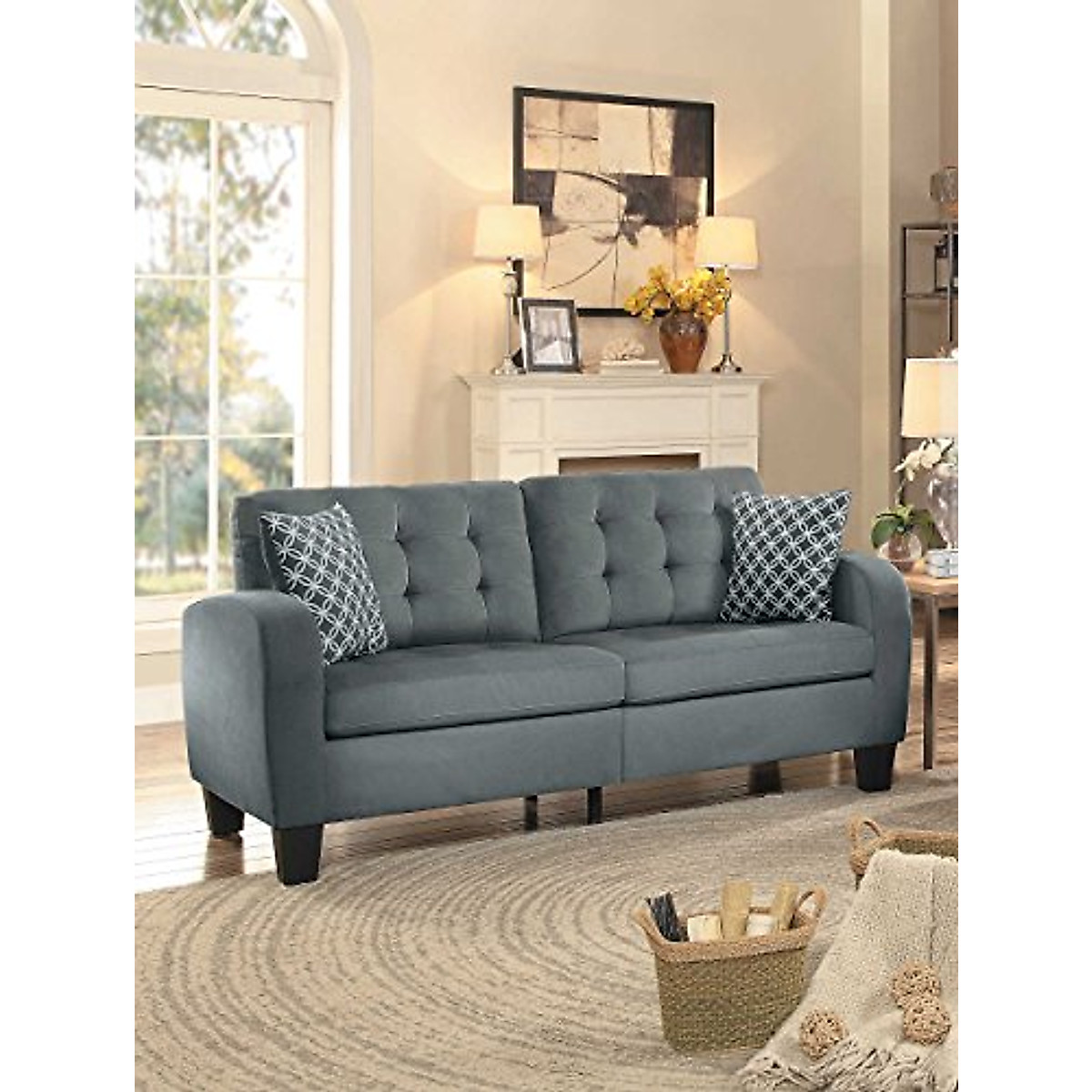 Homelegance Sinclair 72" Fabric Sofa, Gray