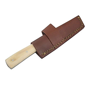 Wild Turkey Handmade Damascus Collection Fixed Blade Hunting Knife w/Leather Sheath (1833B)