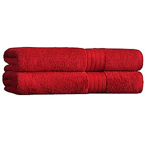 AKTI Premium Cotton Bath Sheets Towels for Adults, 35x70 Inches, Pack of 2, Super Soft, Extra Absorbent, Hotel & Spa Quality Bath Towels Extra Large, 580 GSM - Red Towels for Bathroom