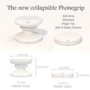 DALSTONE Authentic Natural Sea Shell Mother of Pearl Expandible Collapsible Mobile Phone Grip Stand Holder for Smartphone Tablet Cell Phone Accessory (Creme)