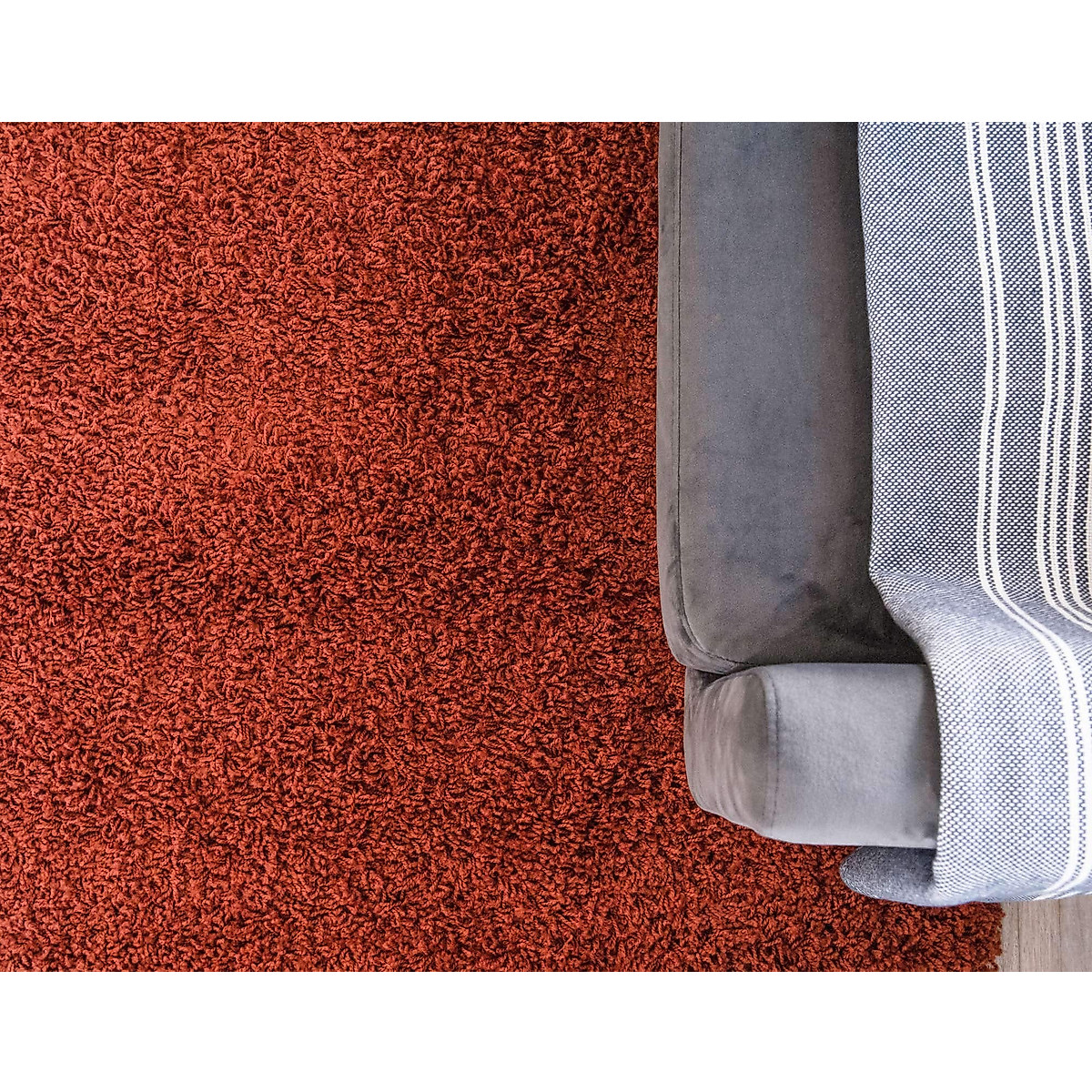 Unique Loom Solo Solid Shag Collection Modern Plush Terracotta Area Rug (12' x 15')