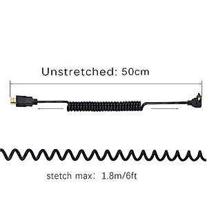 PNGKNYOCN Right Angle HDMI Coiled Cable,270 Degree Upward Angle HDMI Male to HDMI Male Spring Spiral Cable Support 3D 1080P YOUCHENG for Camera, Monitor