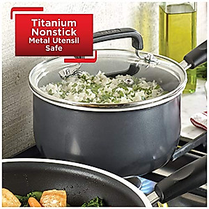 T-fal Signature Titanium Nonstick 3 Qt. Saucepan with Lid, Grey, B06124