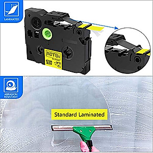 GREENCYCLE 10 Pack Compatible for Brother P Touch TZe-631 AZE 631 TZ631 TZ-631 1/2" 12mm 0.47 inch Laminated Black on Yellow TZ TZe Label Tapes Used in PTH110 PT-D200 PTD600 D400 Label Makers