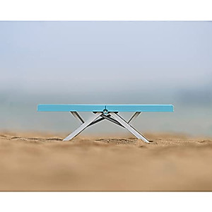 Maarch Small Beach Table for Sand Foldable, Plastic Folding Beach Tray Table, Portable Mini Low Picnic Camping Table, Light Blue