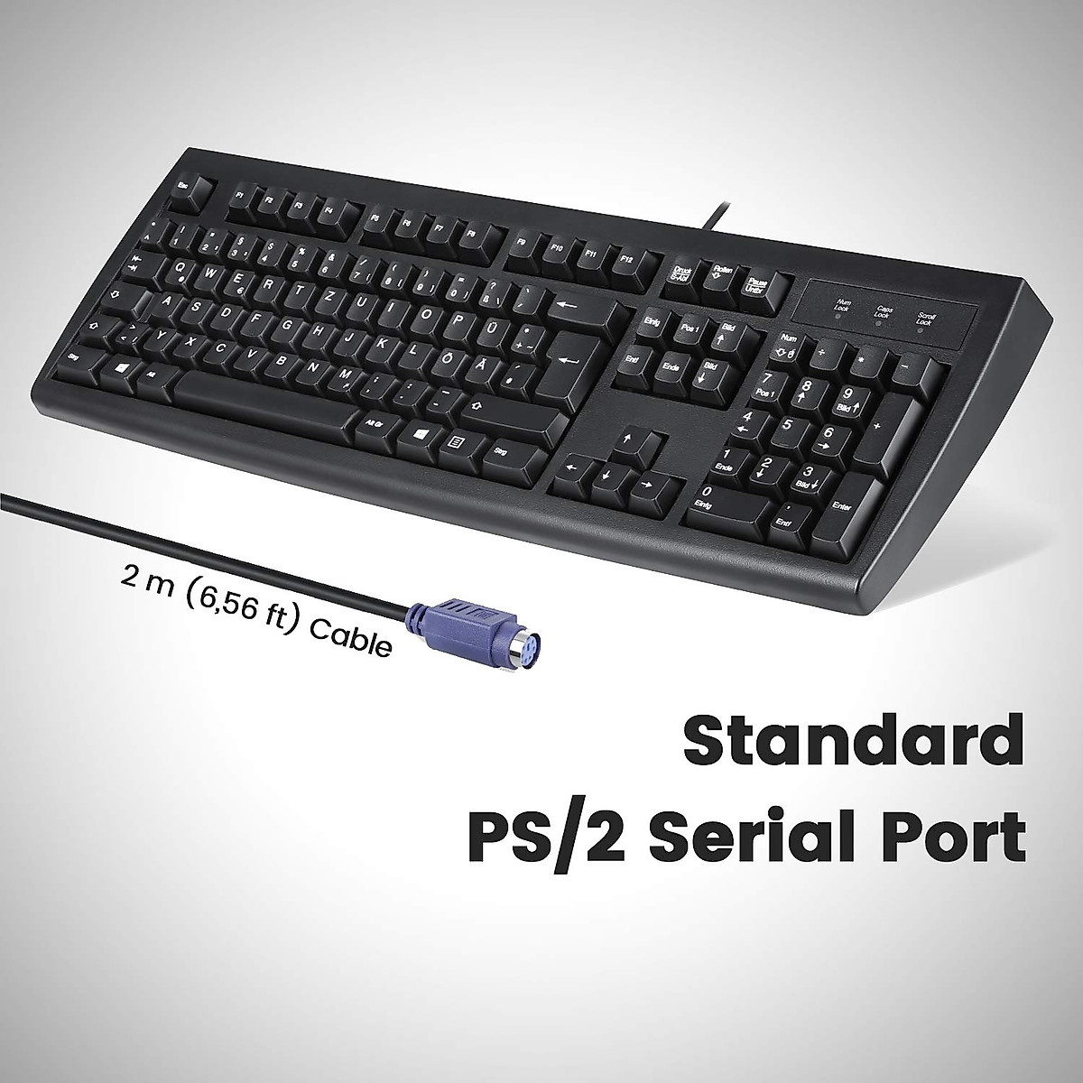 Perixx Periboard-107 Wired PS2 Full Size Keyboard, US English Layout